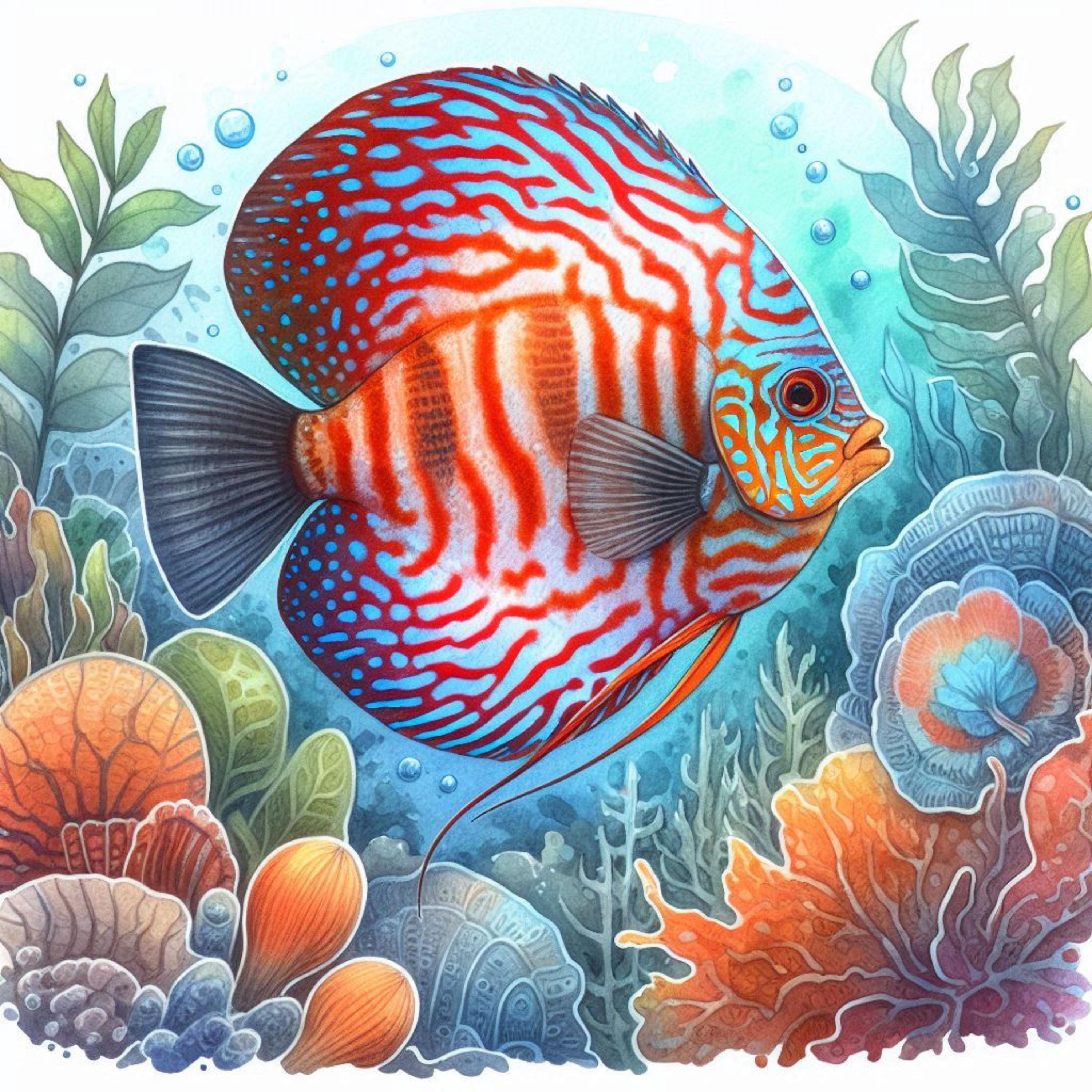 Discus Fish Clip Art Bundle/10 High Res Watercolour Jpg/junk Journal ...