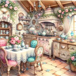Shabby Chic Fairytale Kitchen Clipart Pack/10 Watercolour Jpgs/junk ...
