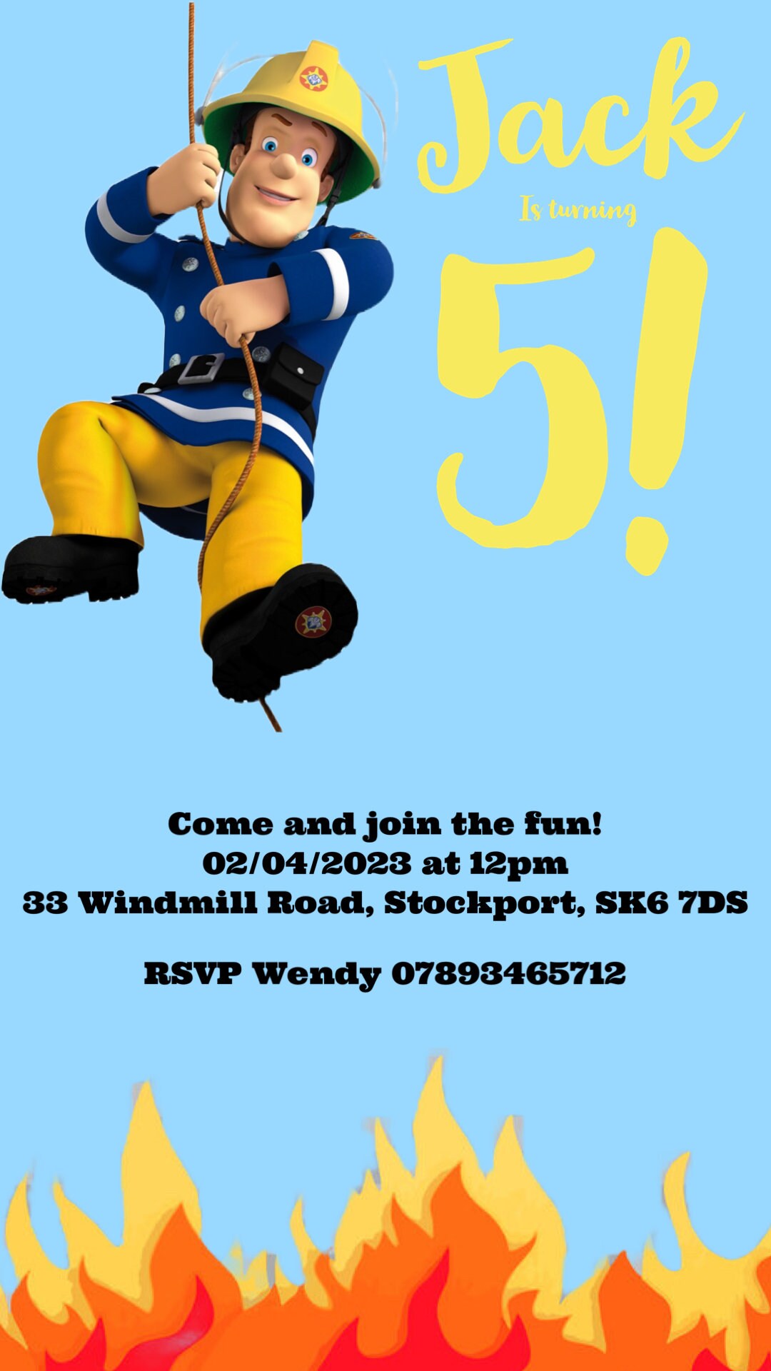 Fireman Sam Party Digital Invite - Etsy
