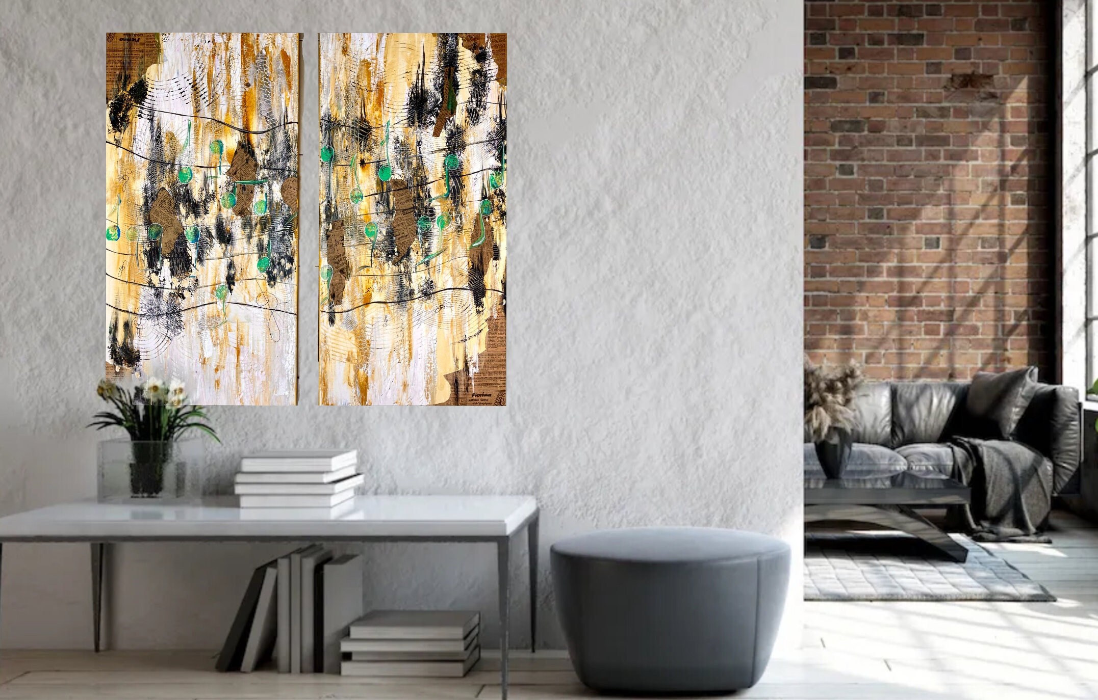Diptych Acrylic Wall Art Loft Style Wall Hanging Painting - Etsy