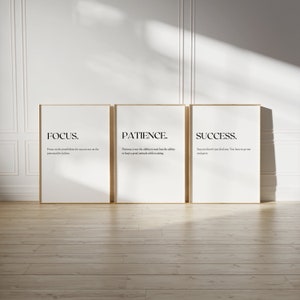 Focus Patience Success Set of 3 Digital Art Instant Download Wall Art ...
