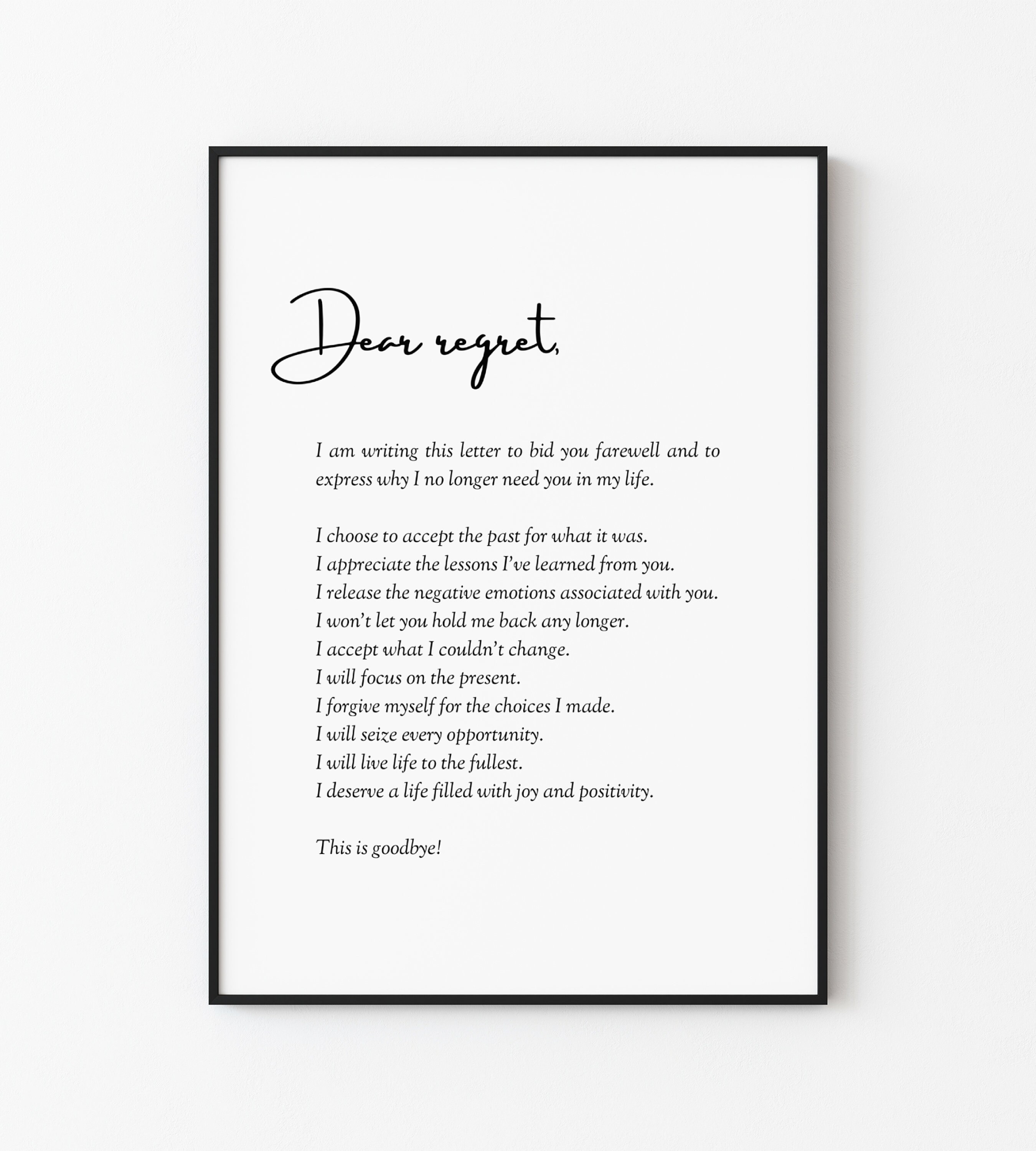 Dear Regret Digital Print | Instant Download | Wall Art | Printable ...