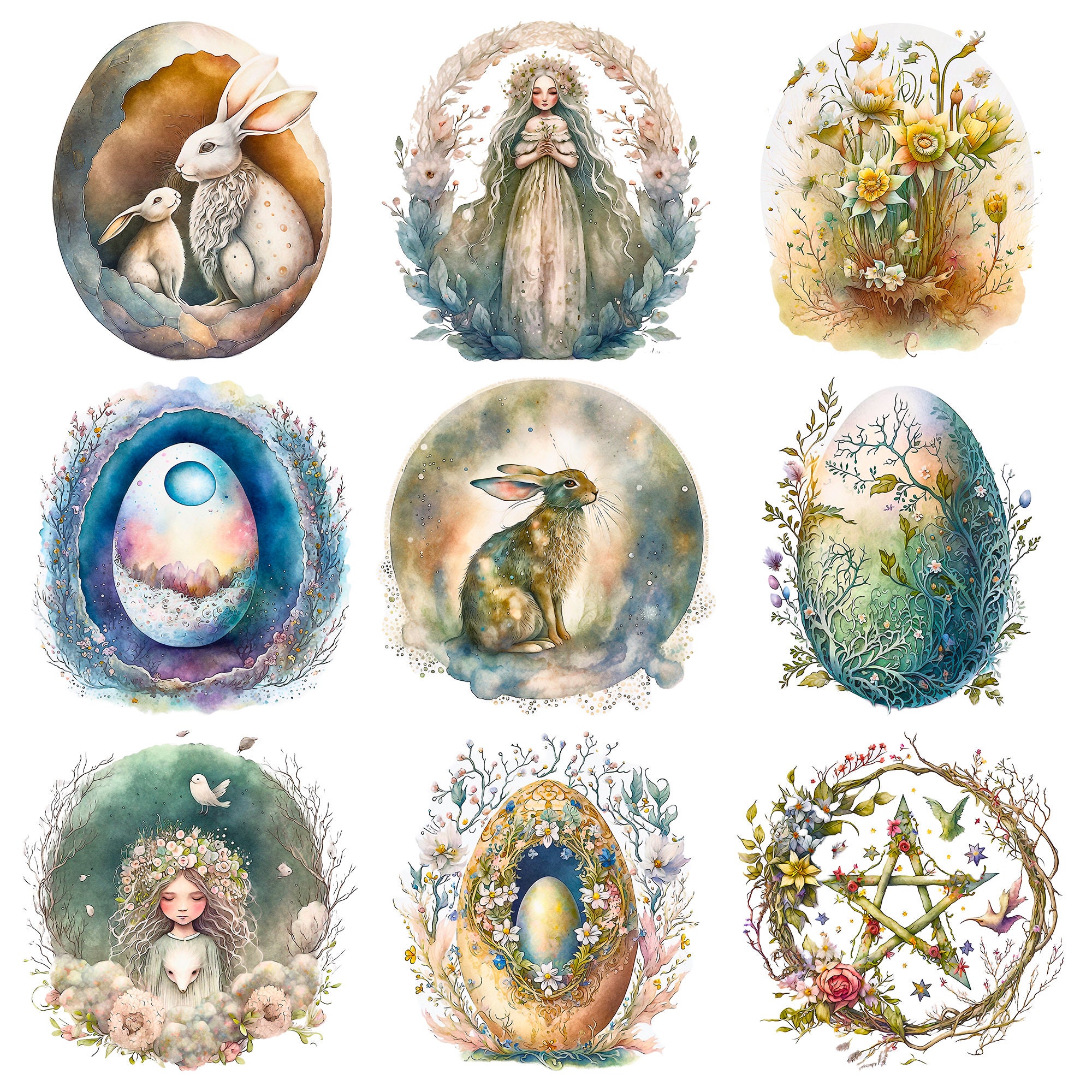 Ostara Clipart Set Wiccan Spring Equinox Celtic Easter - Etsy