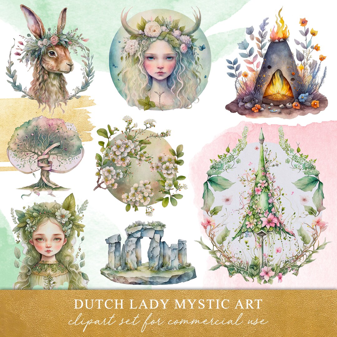 Beltane Clipart Set - Wiccan & Pagan May Celebration - Watercolor ...