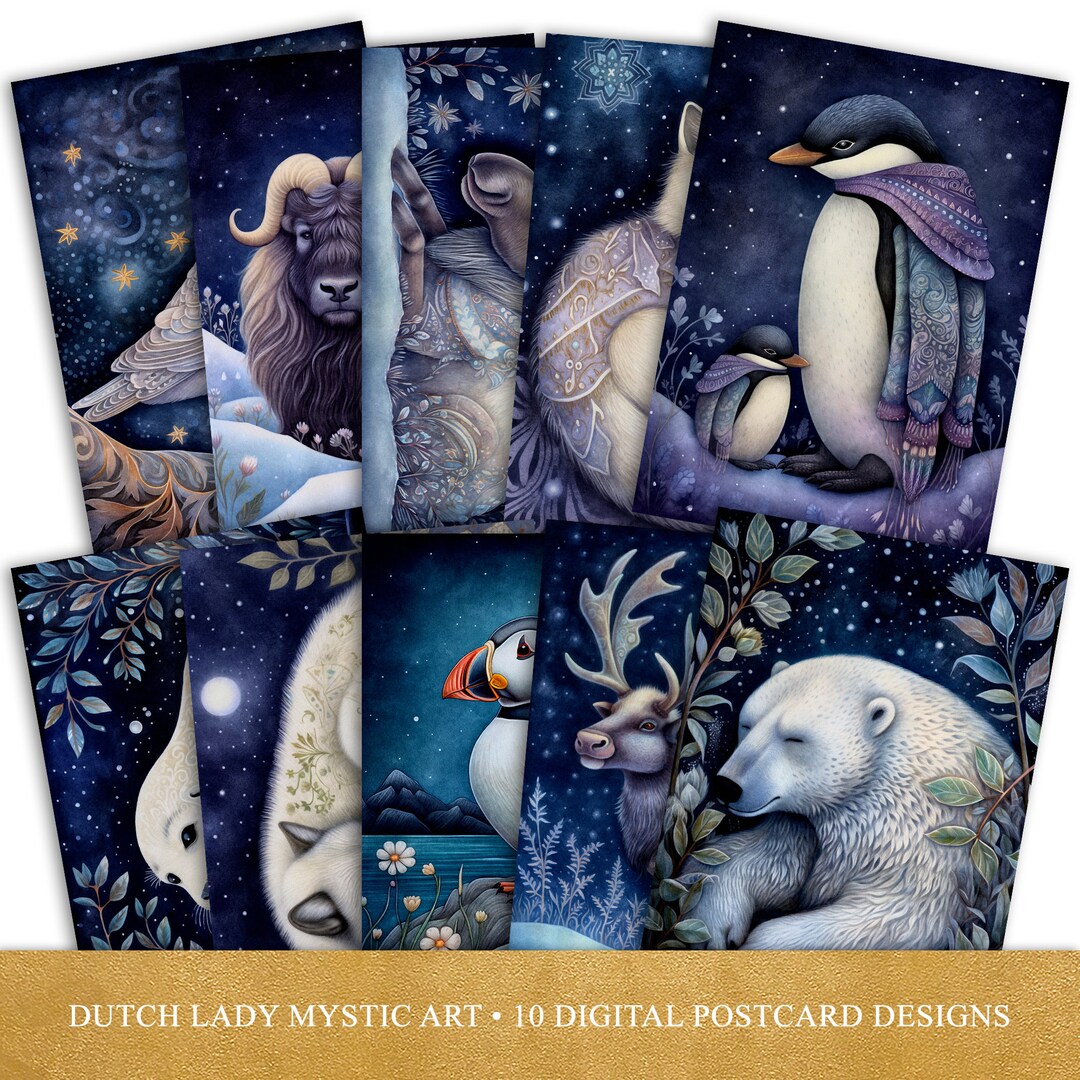 Arctic Circle Animals Postcard and Poster Set - Printable Digital Art ...