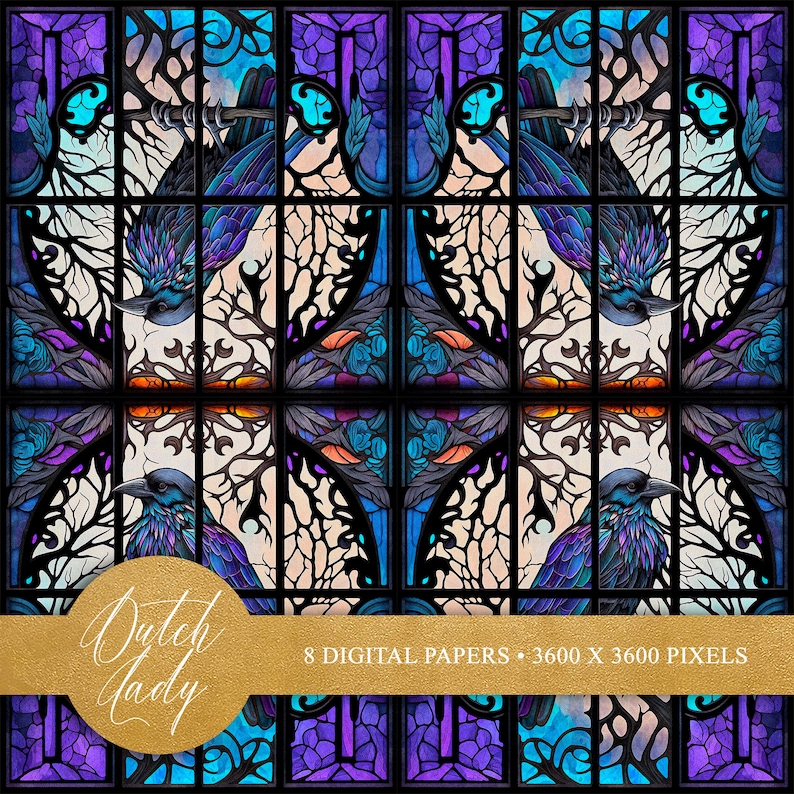 Mystic Stained Glass Digital Paper: Seamless Church Window Pattern (8 ...
