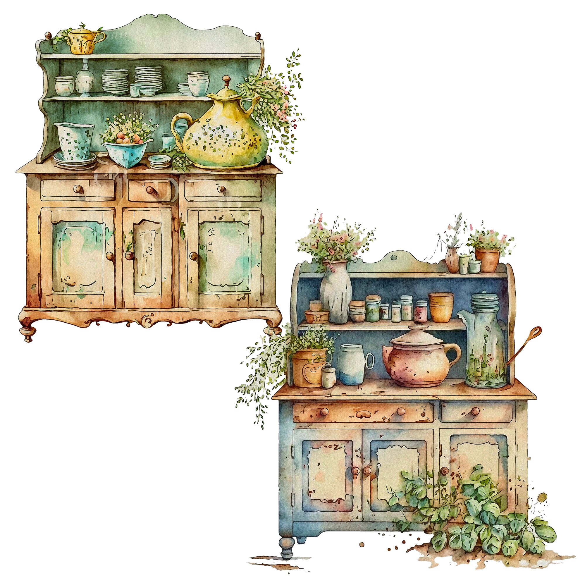 Farmhouse Kitchen Clipart Set Watercolor Digital Images - Etsy Canada