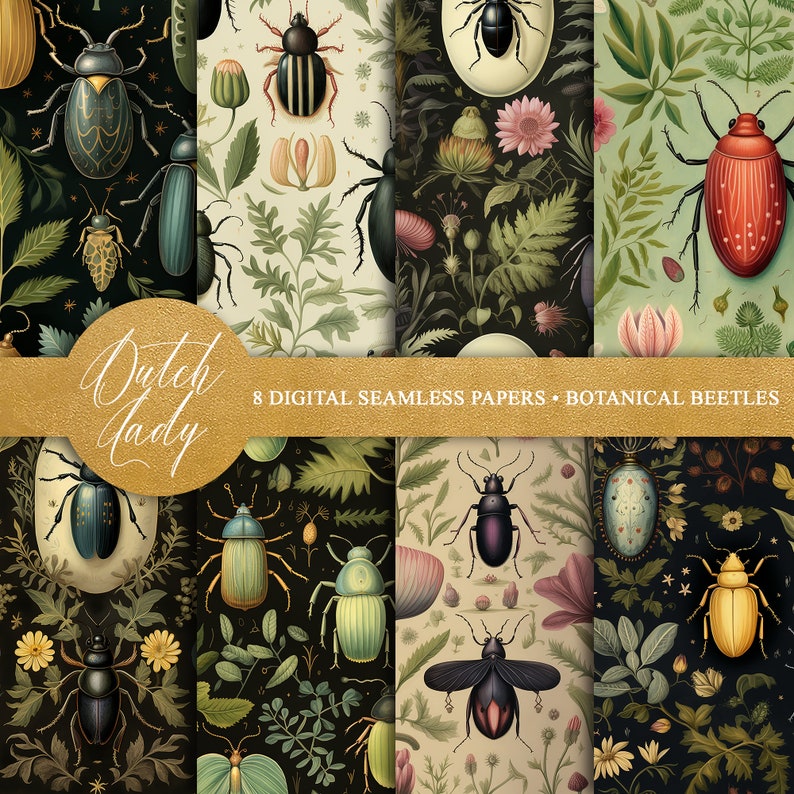 Botanical Beetle Seamless Paper: Dark Academia Scrapbook Designs ...