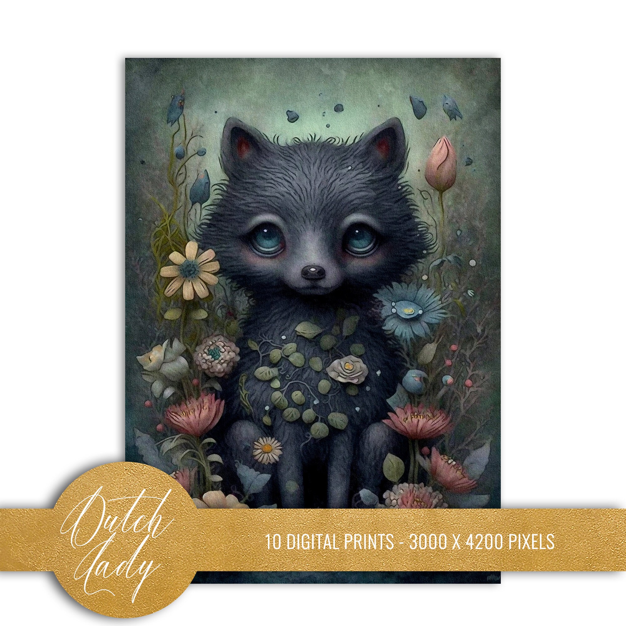 Cute Woodland Animal Postcard and Poster Set, Printable Digital Design ...