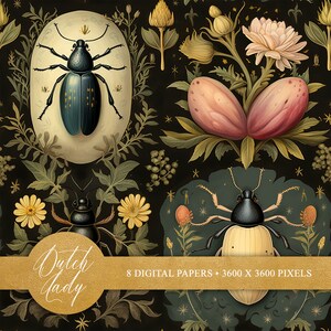 Botanical Beetle Seamless Paper: Dark Academia Scrapbook Designs ...