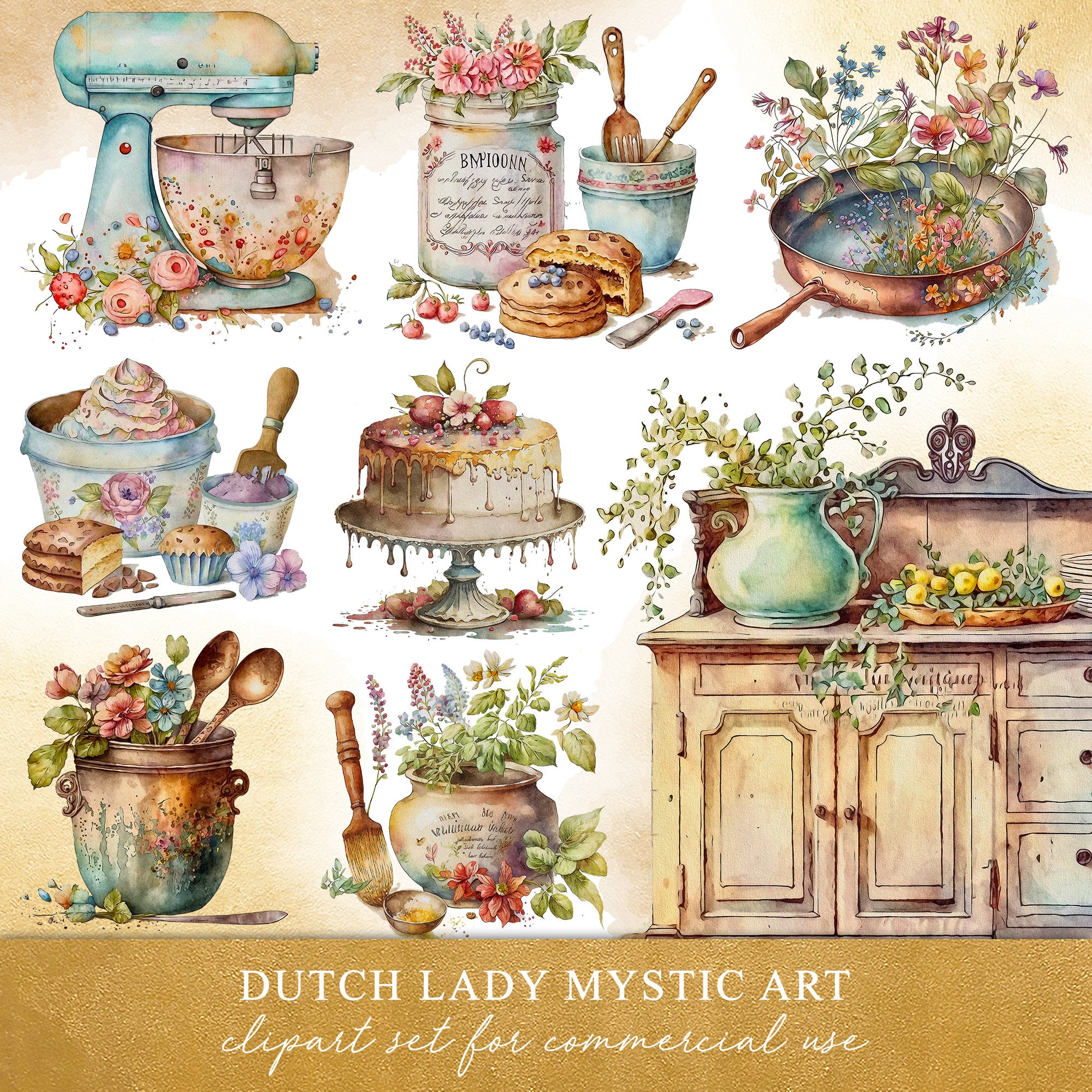 Farmhouse Kitchen Clipart Set Watercolor Digital Images - Etsy Canada