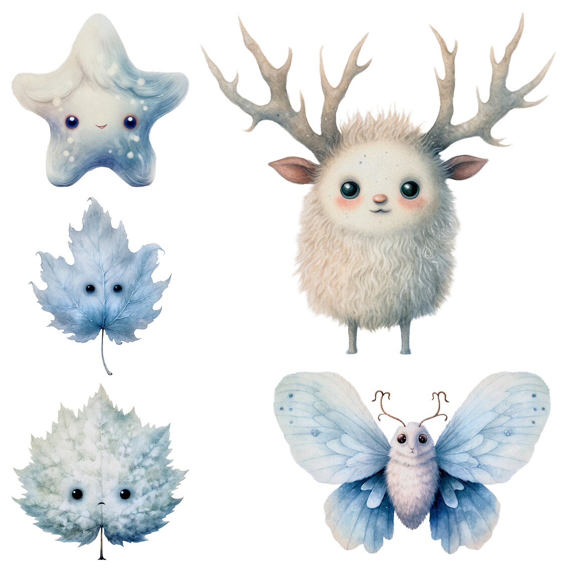 Winter Wonderland Clipart Set Weird, Whimsical & Cute Watercolor ...