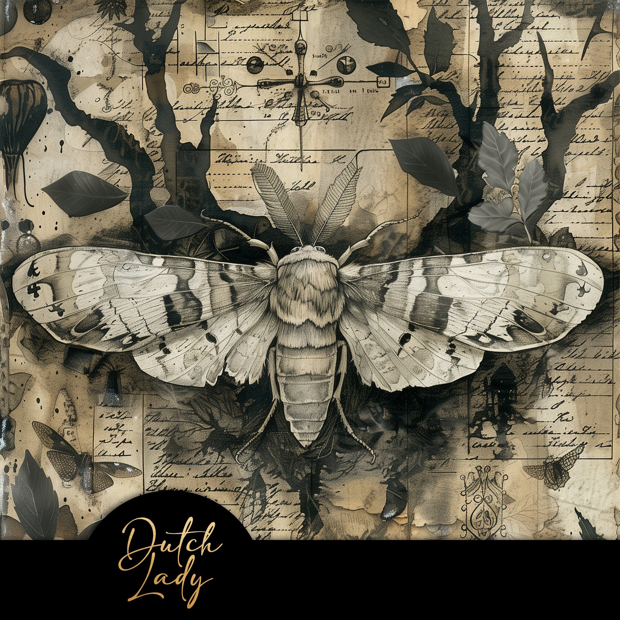 Gothic Moth Junk Journal Kit: Skulls, Halloween Scrapbook Paper ...