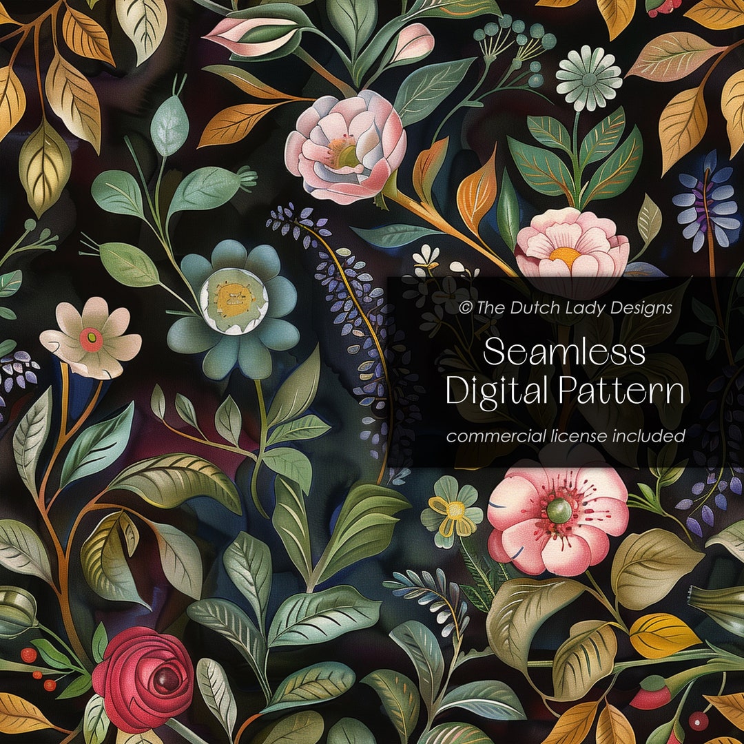 Floral Seamless Digital Pattern: Tileable Flower Fabric Design (JPEG ...