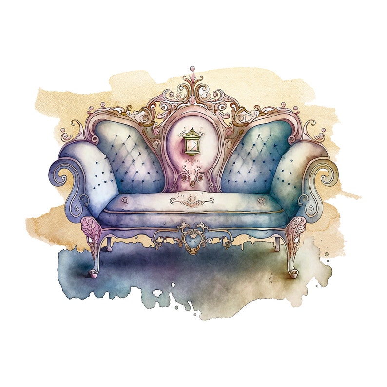 Victorian Furniture Clipart Set - Mystical Watercolor Images - Antique ...