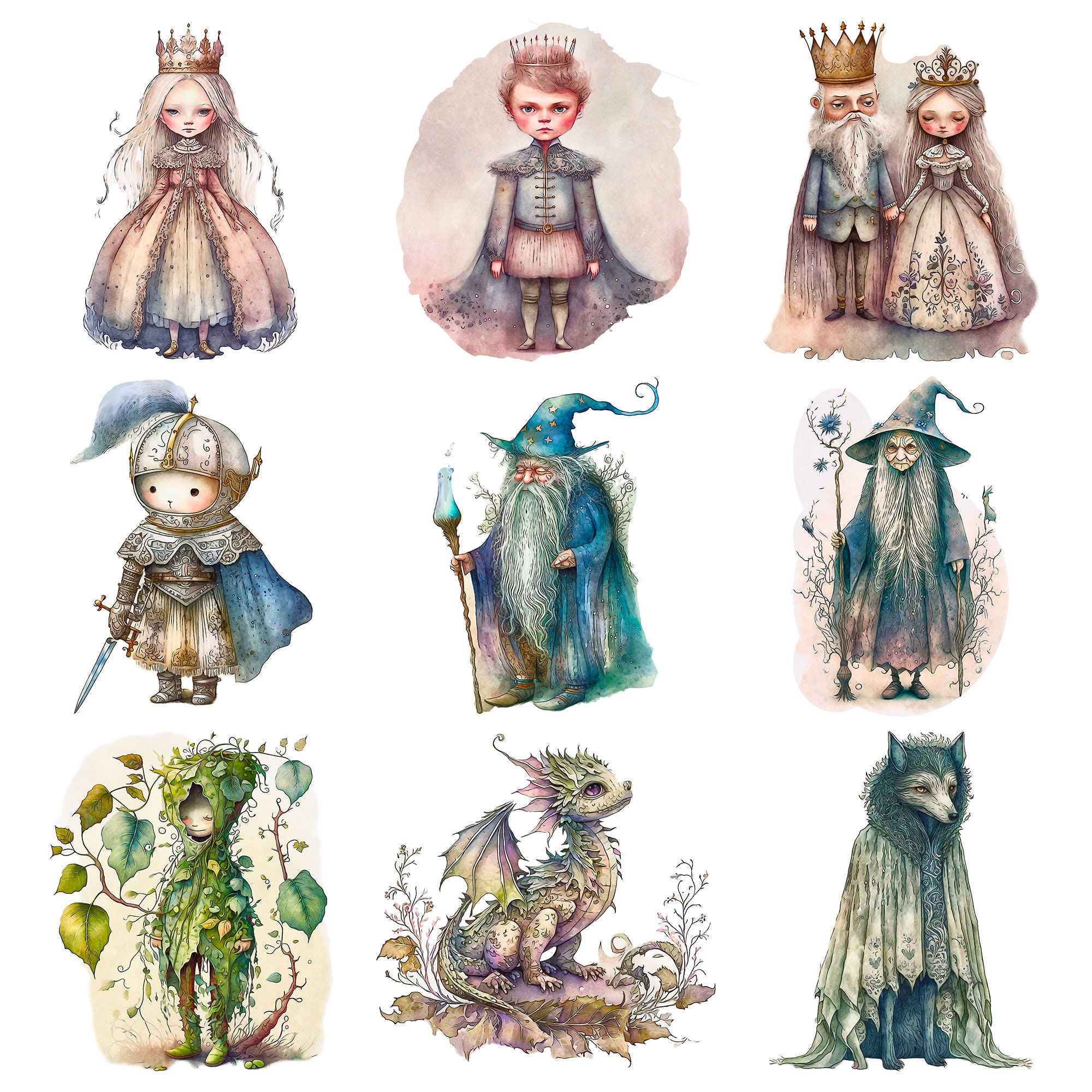 Fairytale Clipart Set Mystical Watercolor Castles, Towers, Dragon ...