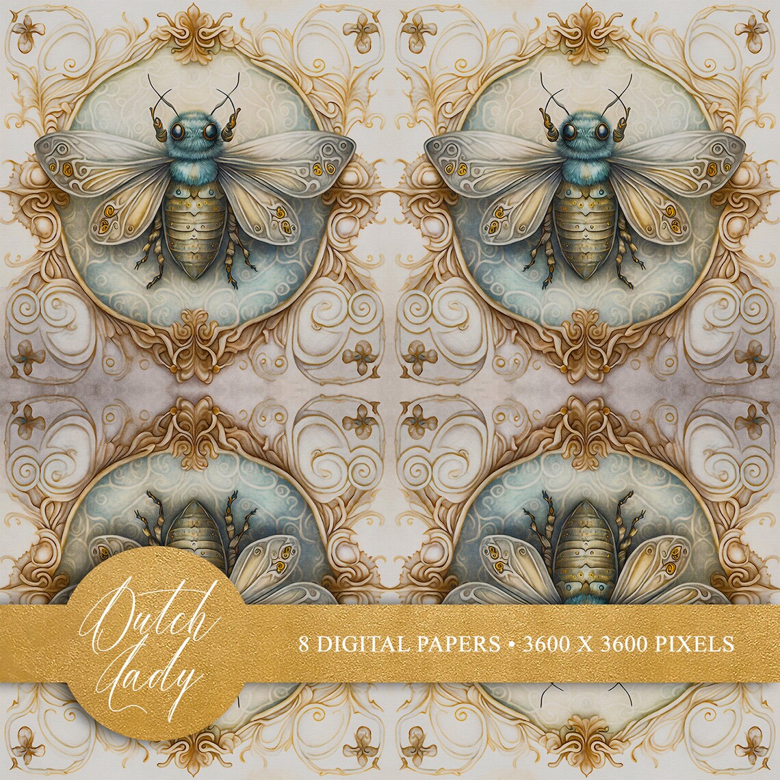 Garden Insects Digital Paper: Creepy Crawler Patterns (8 JPEG Files ...