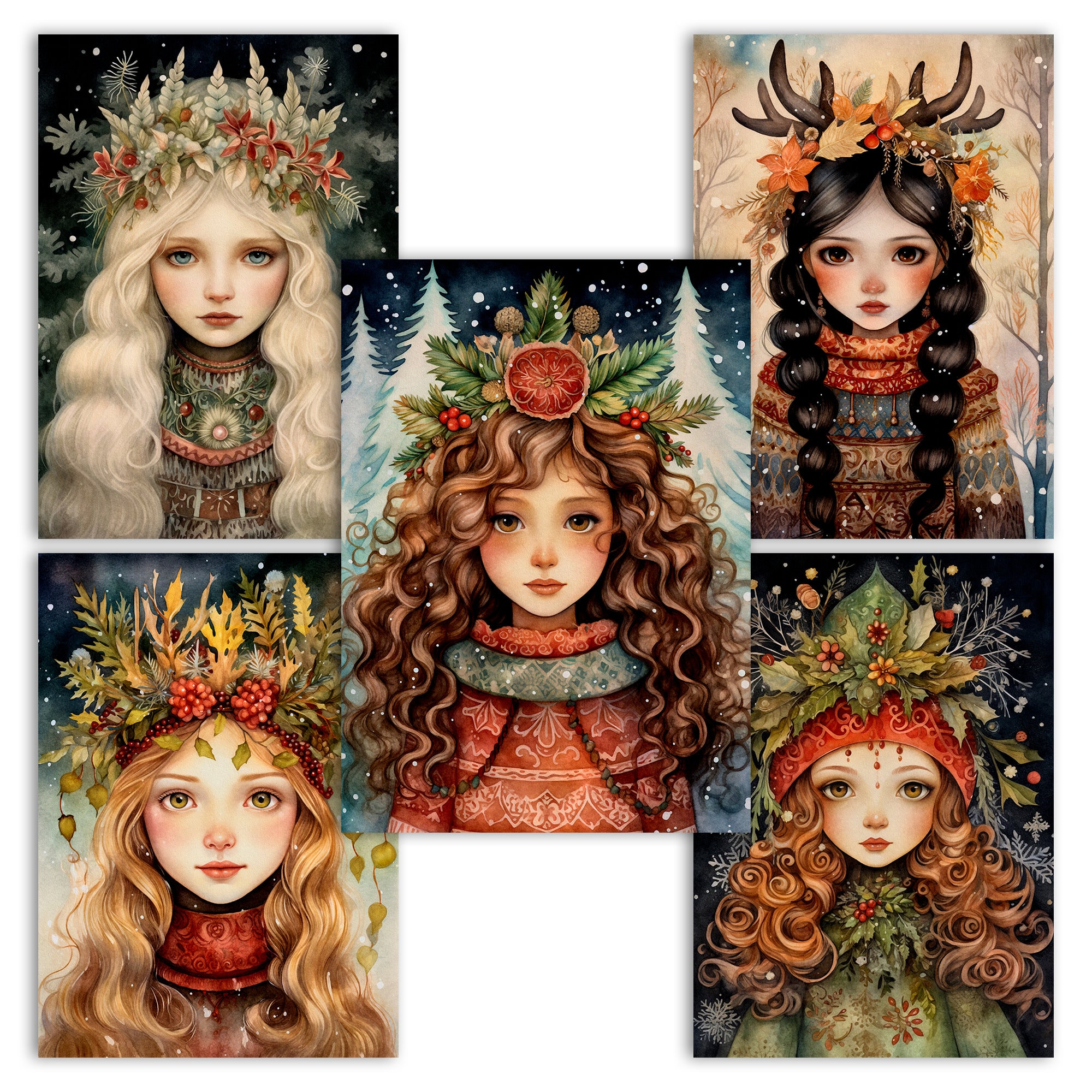 Yule Goddesses Postcard and Poster Set - Printable Digital Art ...