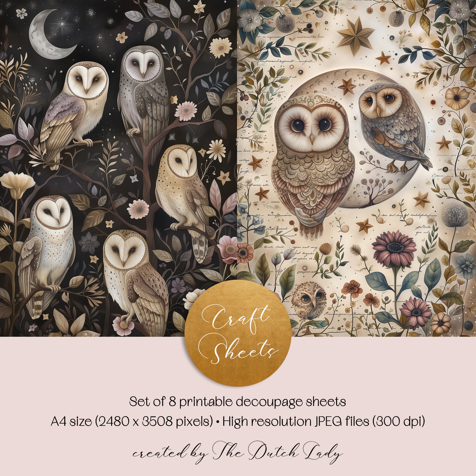 Owl Theme PRINTABLE Journal Paper Pack, Digital Scrapbook Papers ...