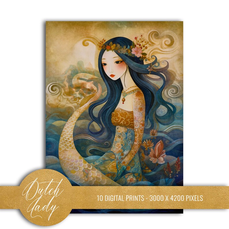 Ocean Sirens Postcard and Poster Set, Printable Digital Card Designs ...