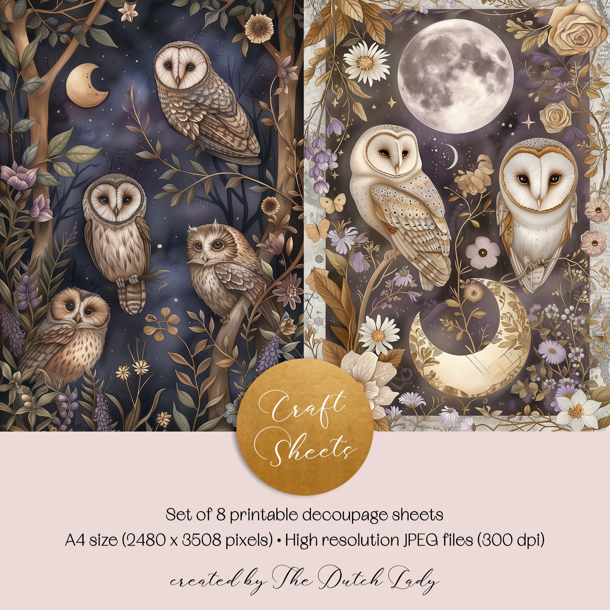 Owl Theme PRINTABLE Journal Paper Pack, Digital Scrapbook Papers ...