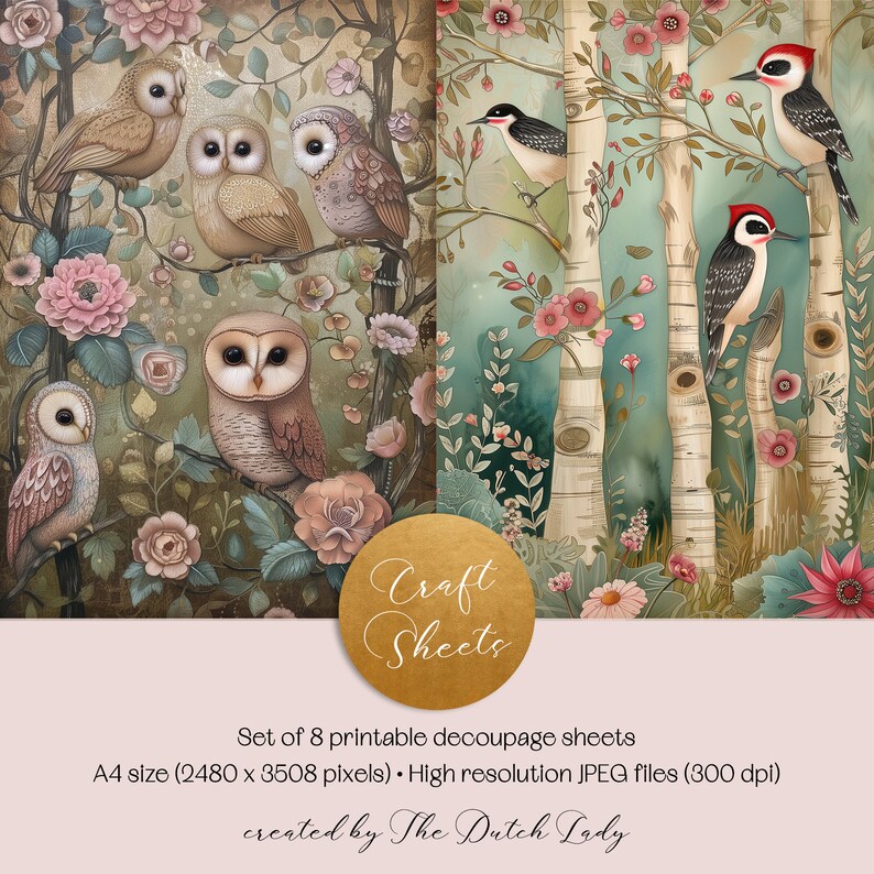 Woodland Animals Printable Paper Pack: A4 Scrapbook Sheets (digital ...