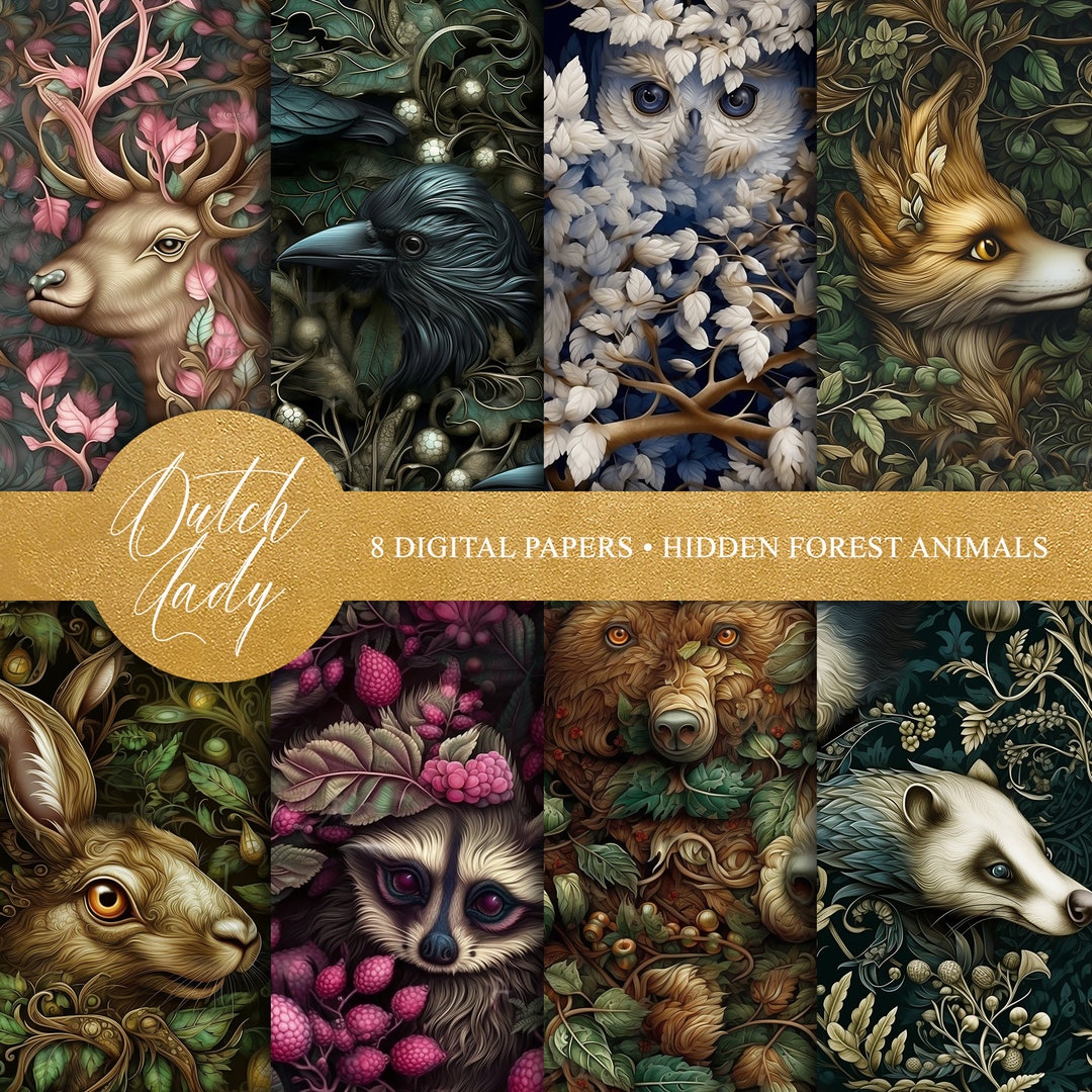 Hidden Forest Animals Digital Backgrounds Printable - Etsy Australia