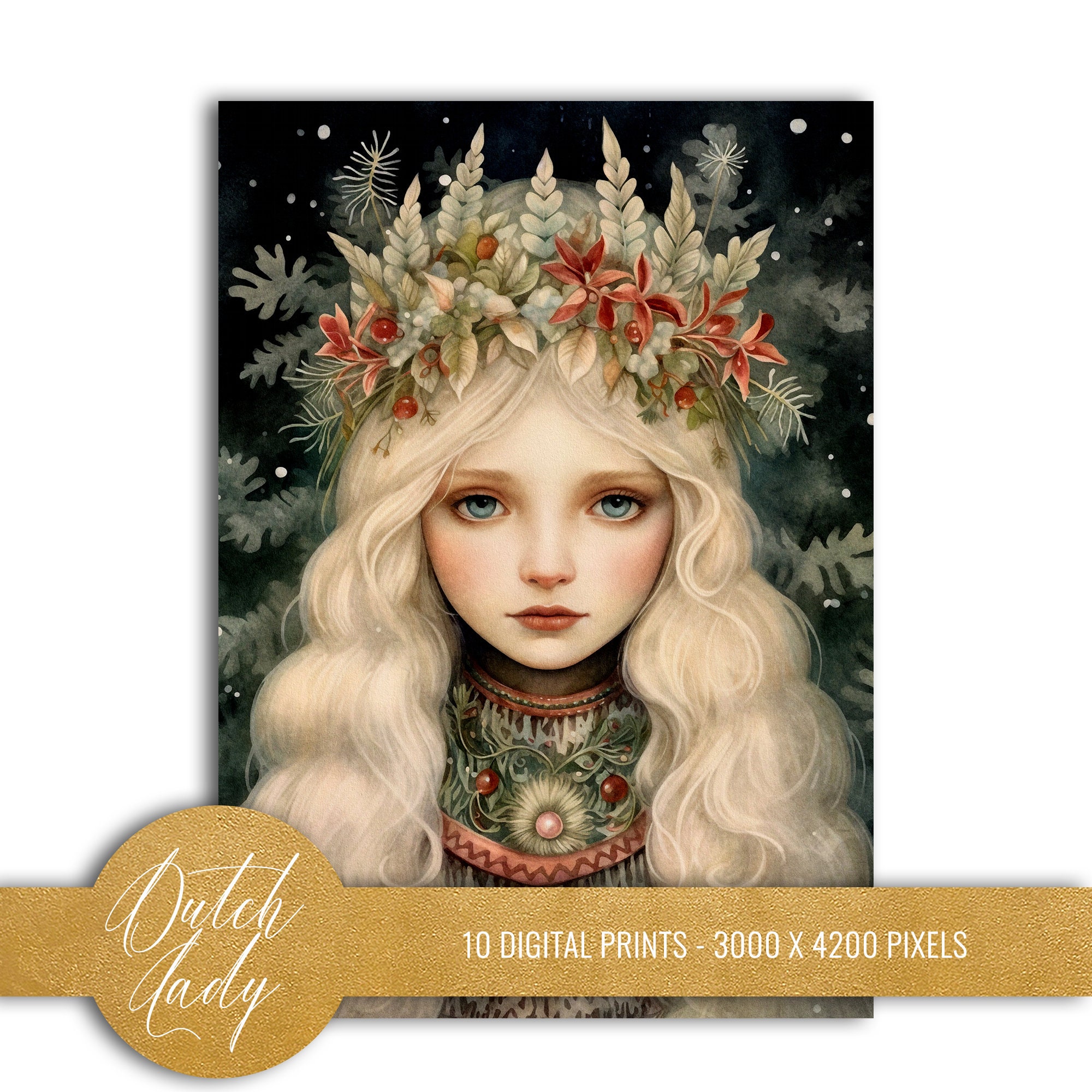 Yule Goddesses Postcard and Poster Set - Printable Digital Art ...