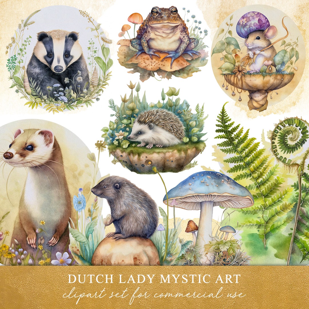 Woodlands & Fields Clipart Set - Watercolor Animal Graphics - Meadow ...