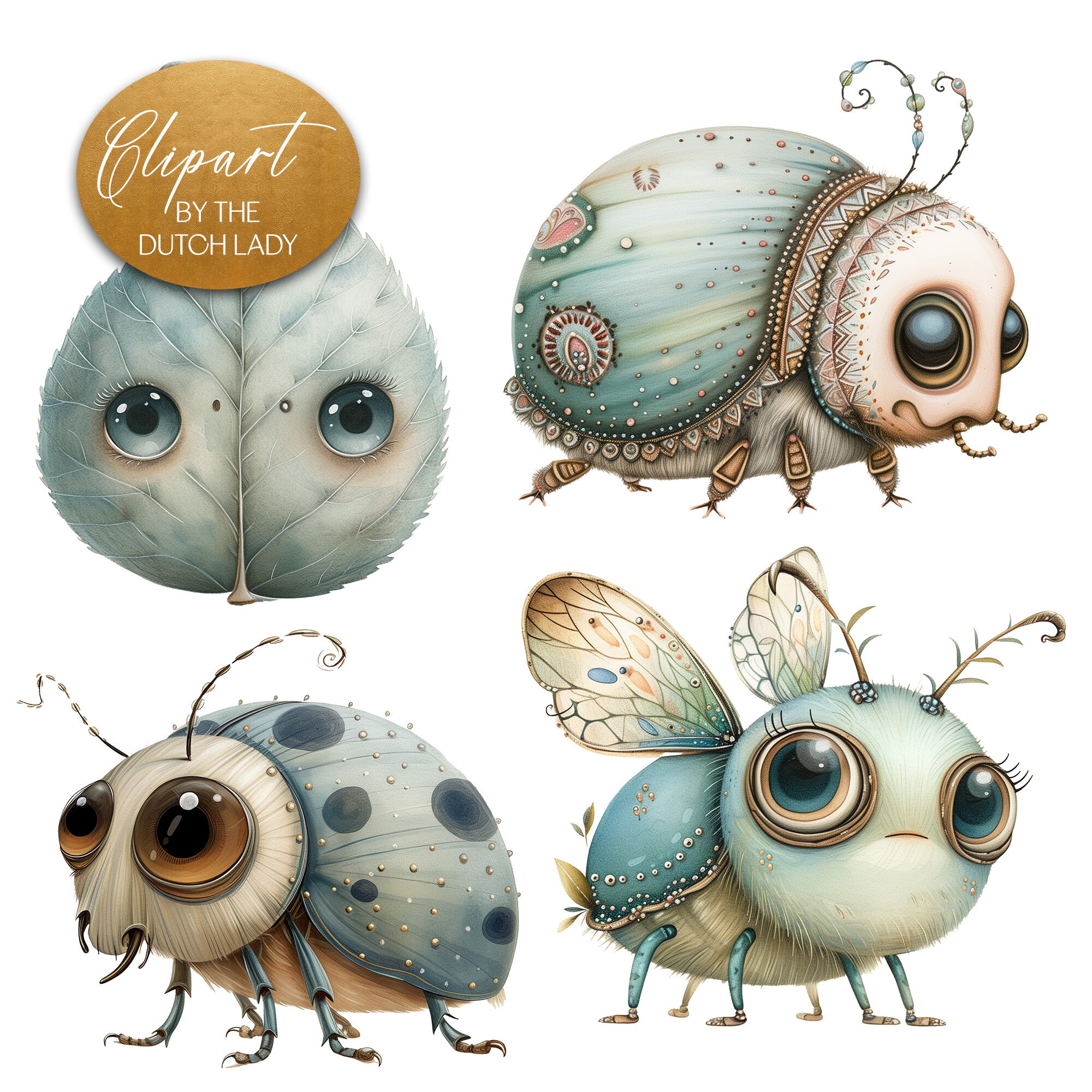 Cute Bugs Clipart Set, Childrens Illustration Style Graphics ...