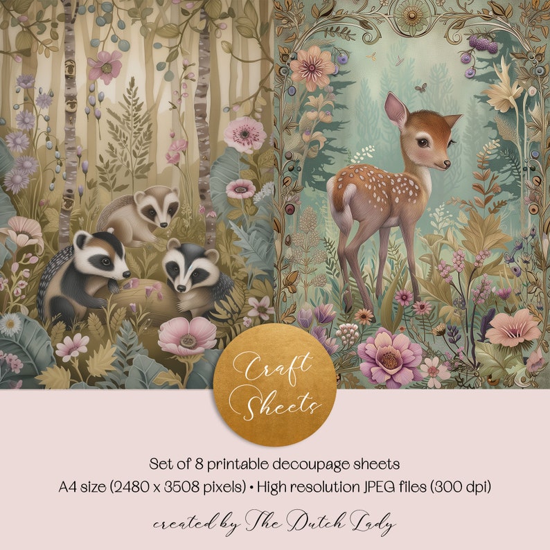 Woodland Animals PRINTABLE Journal Paper Pack, Digital Scrapbook Paper ...