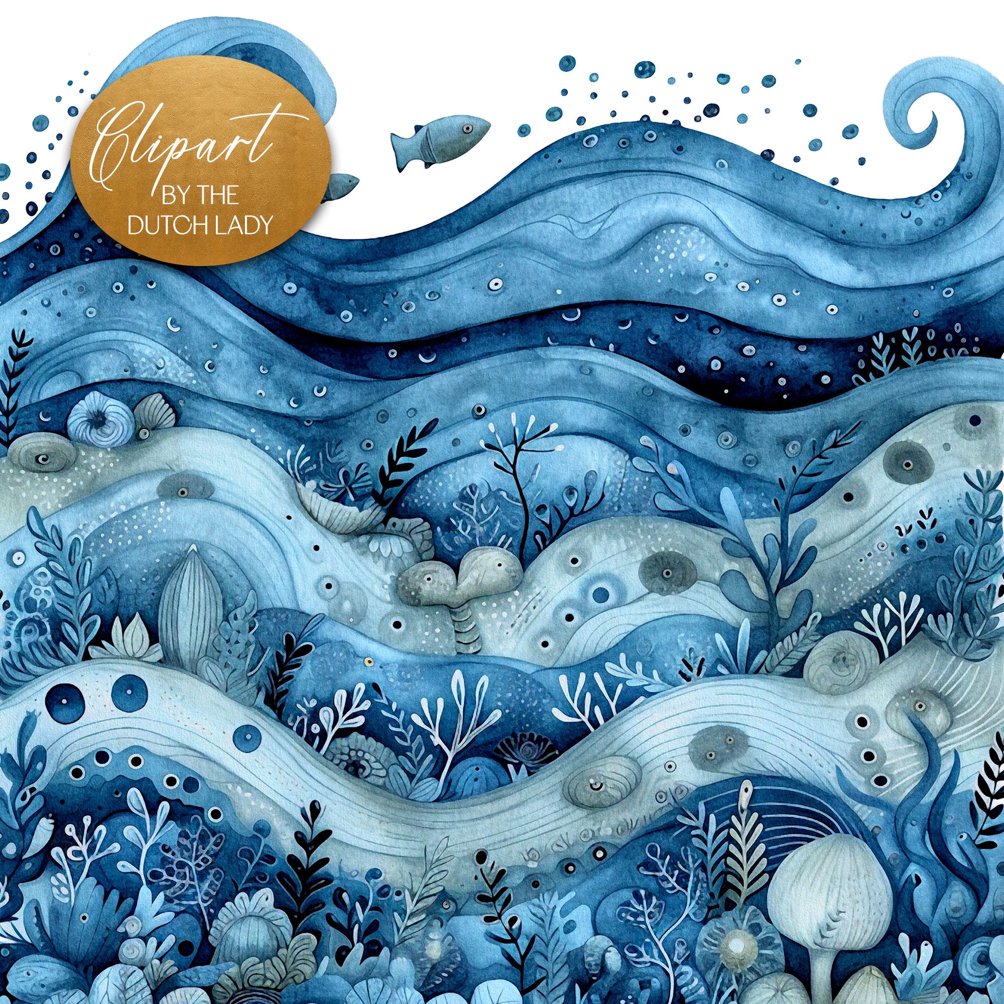 Whimsical Whales Clipart Set Enchanted Ocean & Sea Graphics Whale in ...