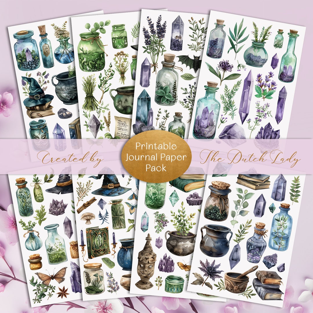 Witchy Stuff PRINTABLE Decoupage Sheets, Digital Journal Papers, Book ...