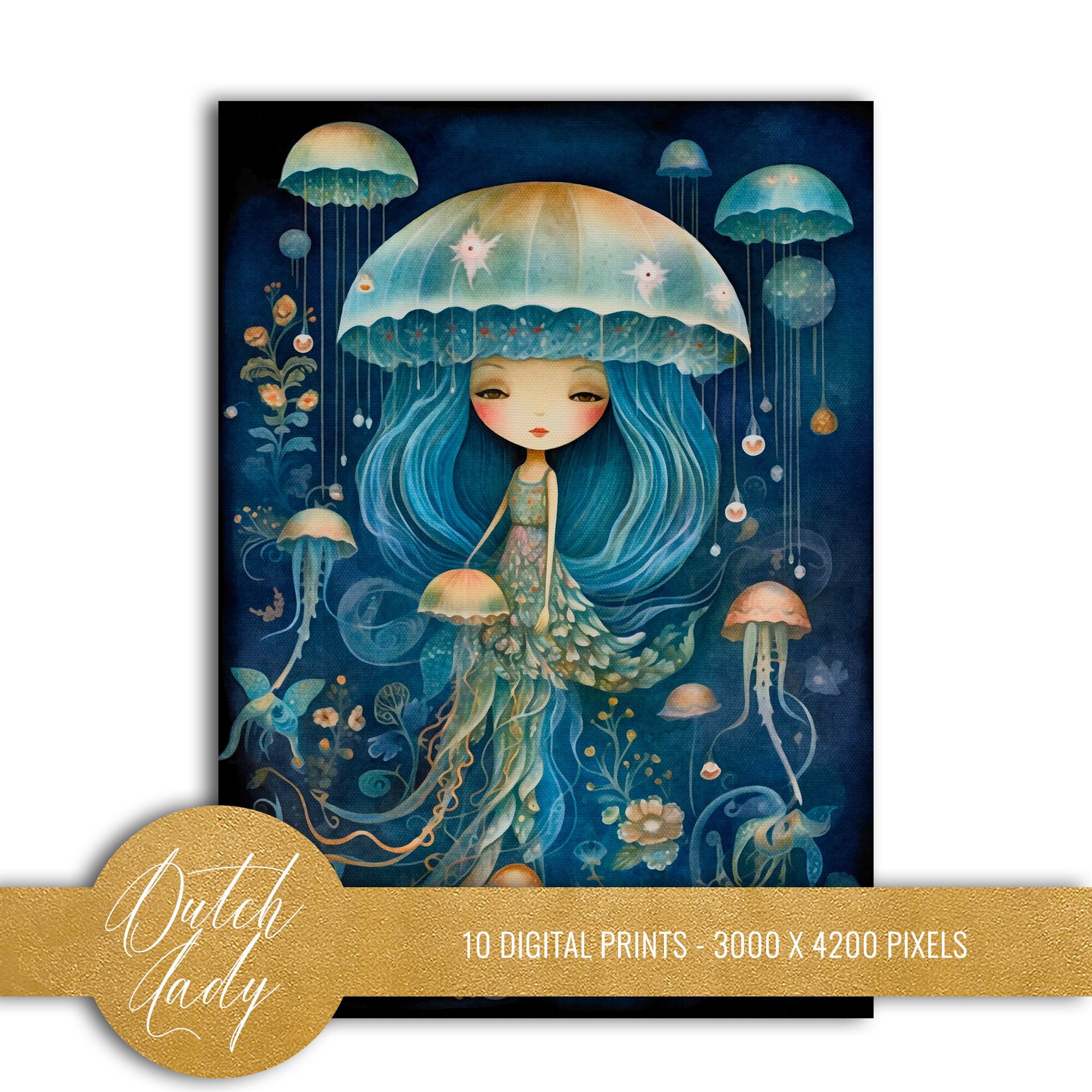 Ocean Sirens Postcard and Poster Set, Printable Digital Card Designs ...