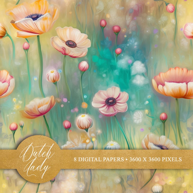 Bird & Flower Digital Paper: Seamless Scrapbook Backgrounds (8 JPEG ...