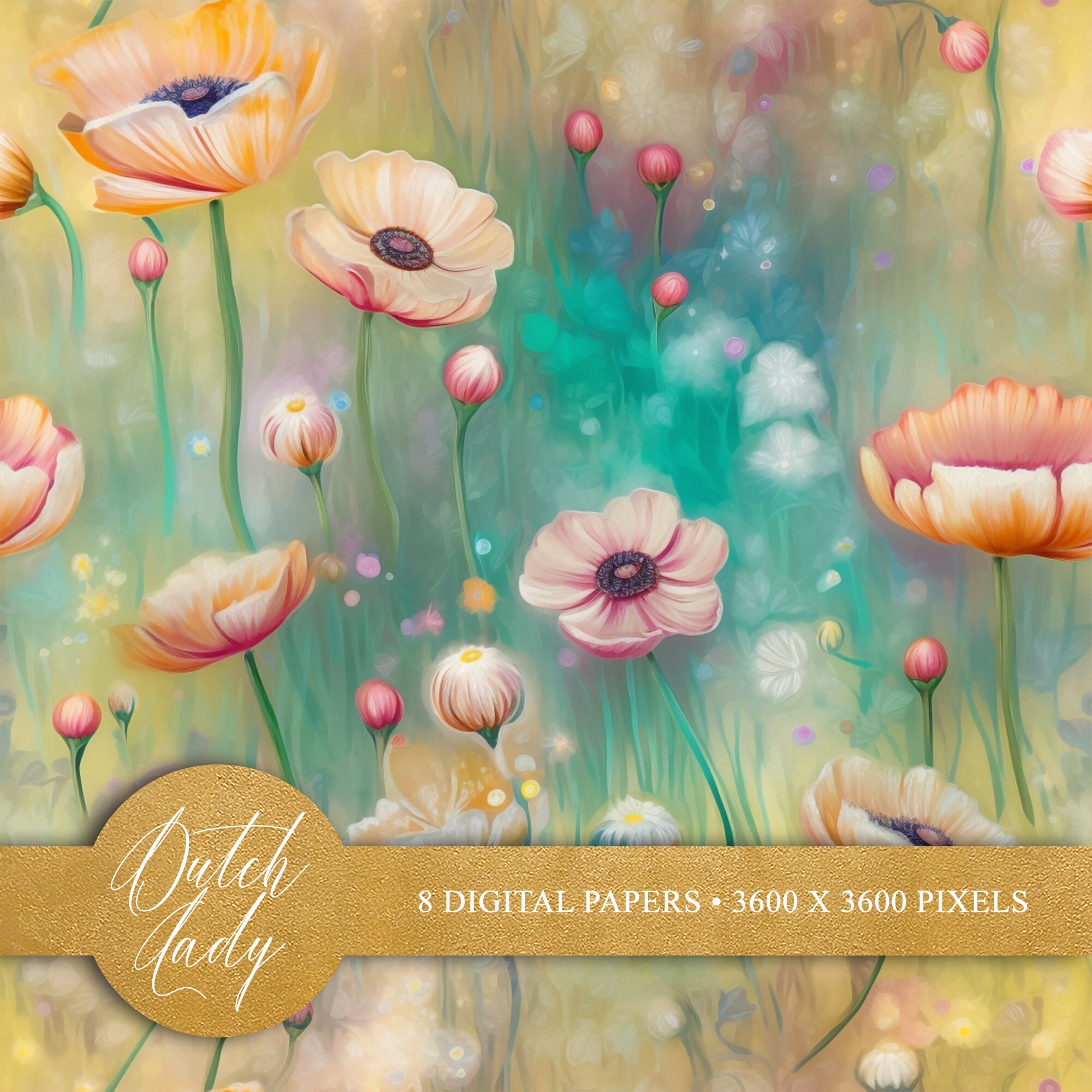 Birdies & Flowers Digital Backgrounds - Printable Scrapbook Paper Set ...