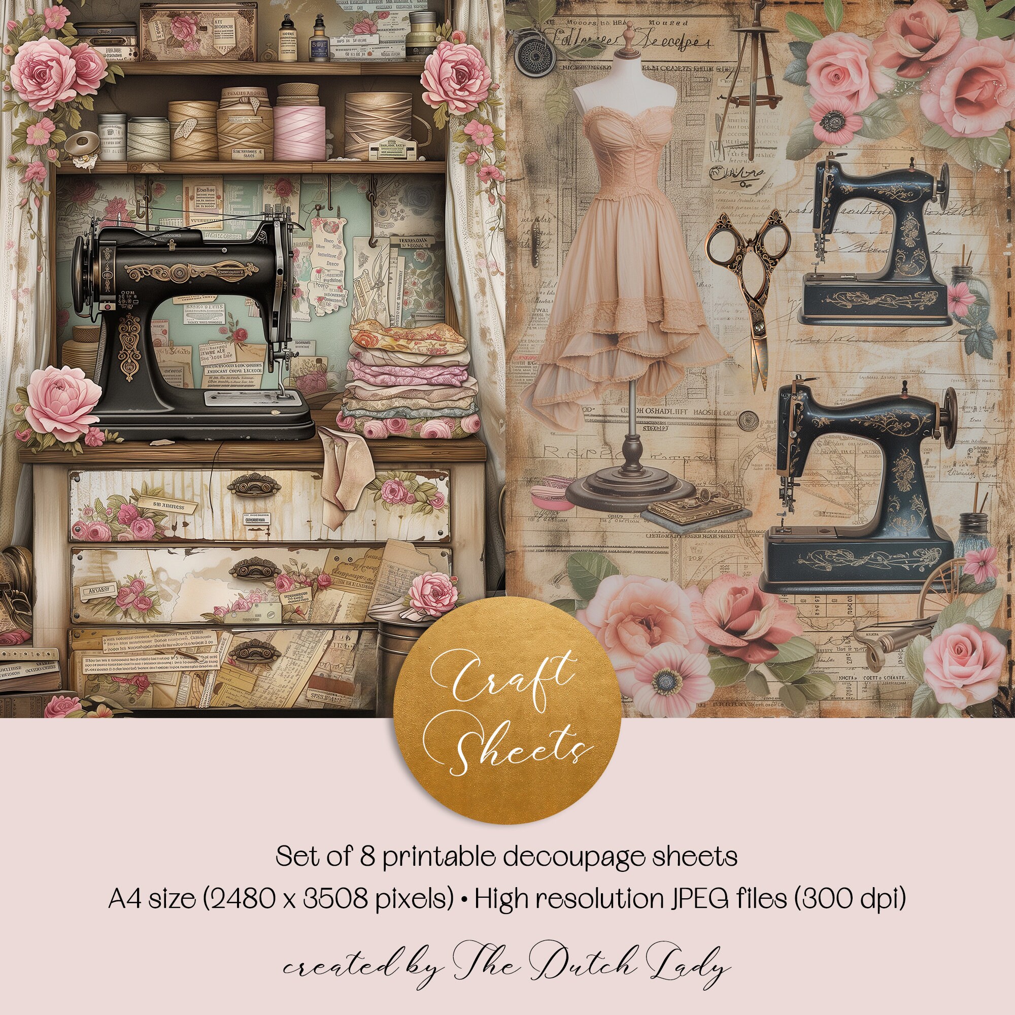 The Seamstress Atelier PRINTABLE Journal Paper Pack, Digital Scrapbook ...