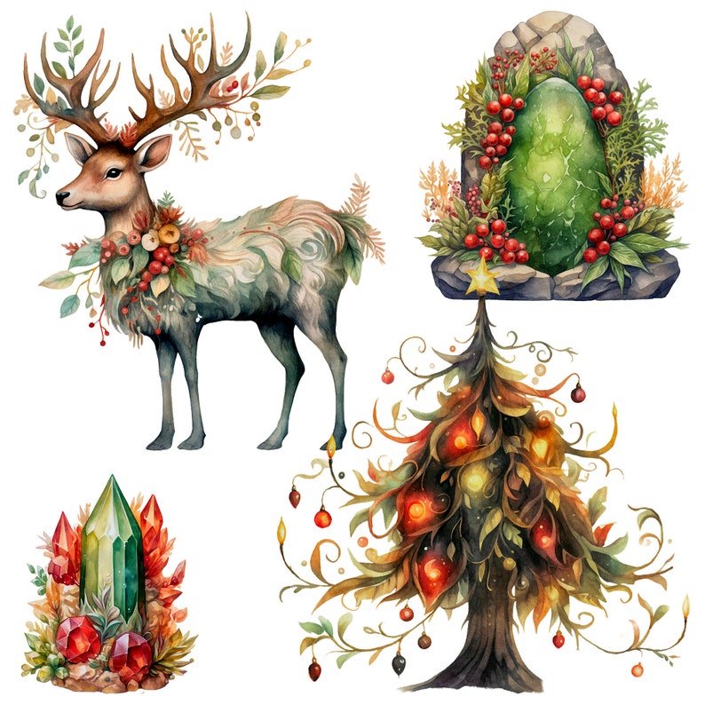 Winter Solstice Clipart Set Yule Wiccan & Pagan Christmas Celebration ...