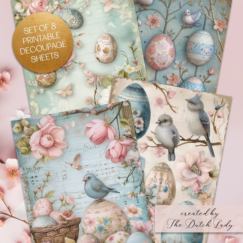 Easter Themed PRINTABLE Decoupage Sheets, Digital Scrapbook Ephemera ...