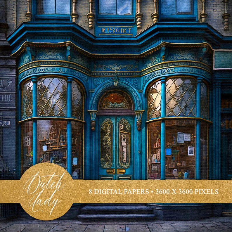 Victorian Shop Front Illustrations - Digital Backgrounds - Printable ...