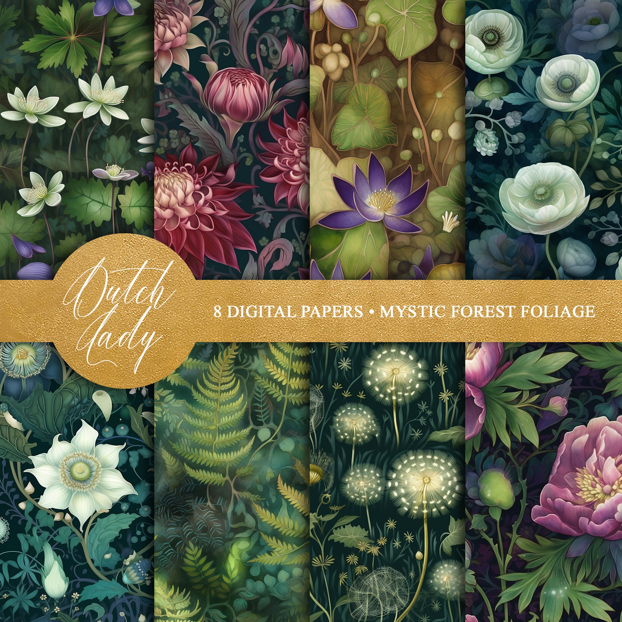 Forest Foliage Digital Backgrounds - Printable Scrapbook Paper ...