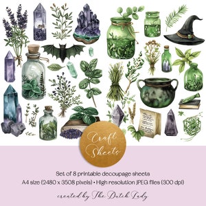 Witchy Stuff PRINTABLE Decoupage Sheets, Digital Journal Papers, Book ...