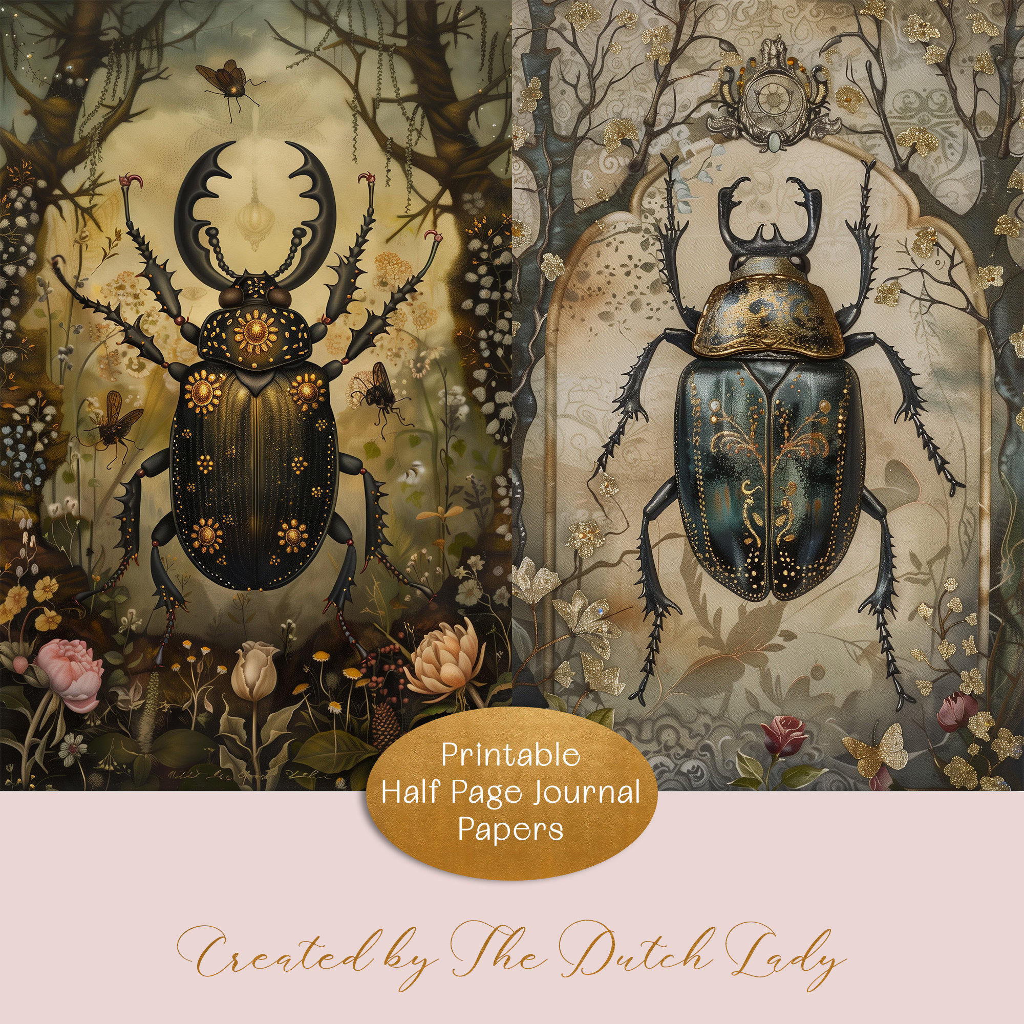 Gothic Beetle Printable: Junk Journal Paper Pack (digital Download) - Etsy