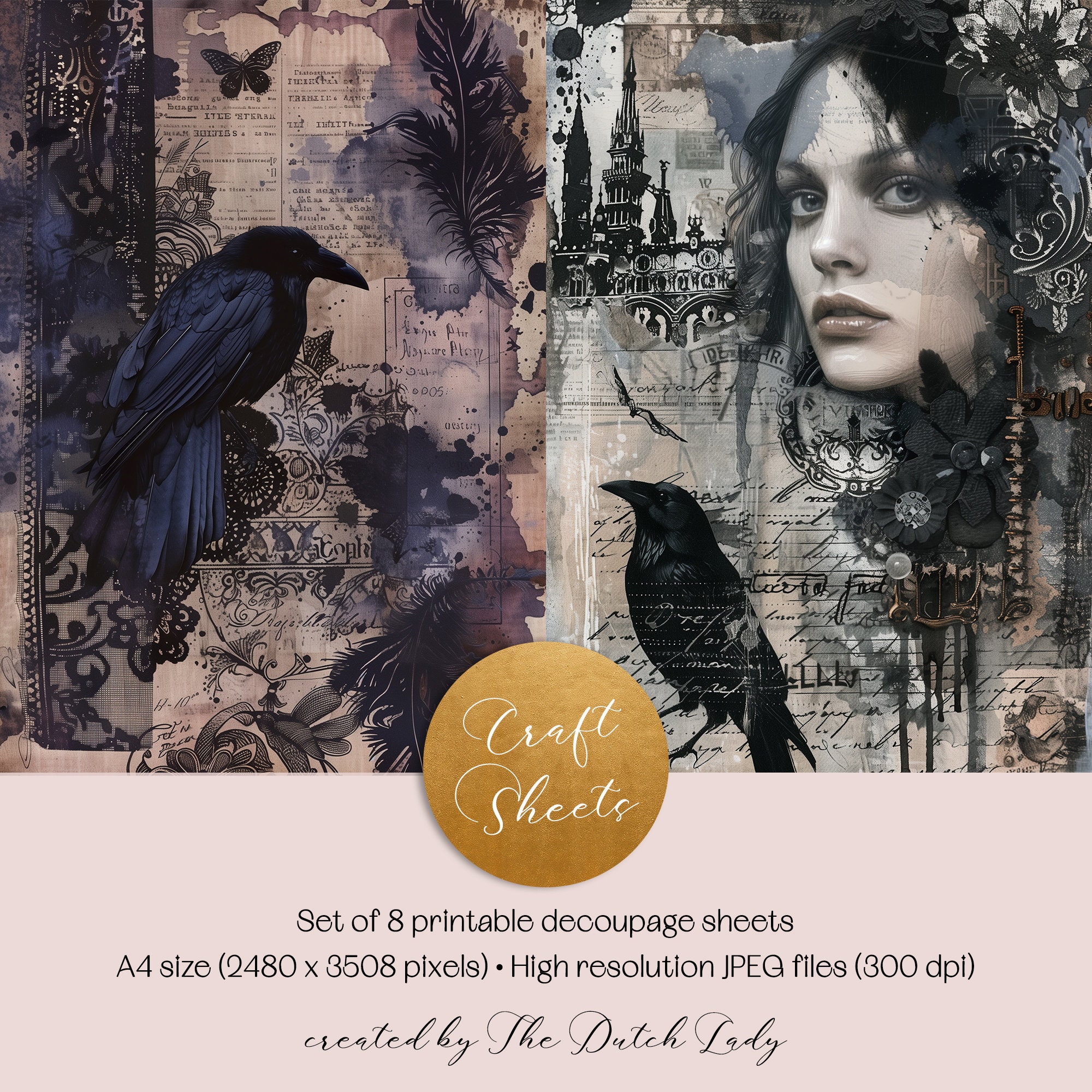 Victorian Gothic PRINTABLE Journal Paper Pack, Digital Scrapbook Papers ...