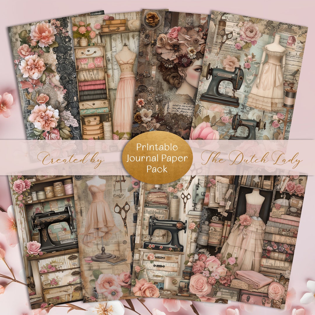 The Seamstress Atelier PRINTABLE Journal Paper Pack, Digital Scrapbook ...