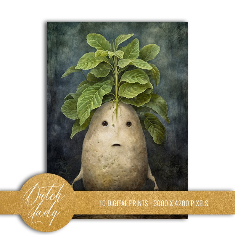 Vegetable Portraits Postcard and Poster Set Printable Digital Art ...