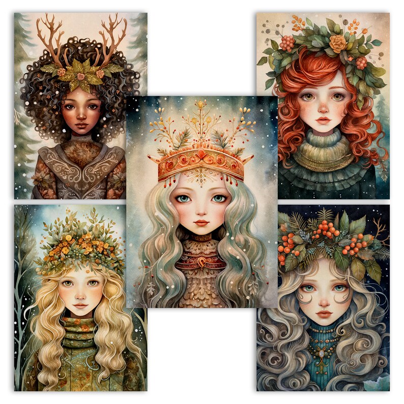 Yule Goddesses Postcard and Poster Set - Printable Digital Art ...