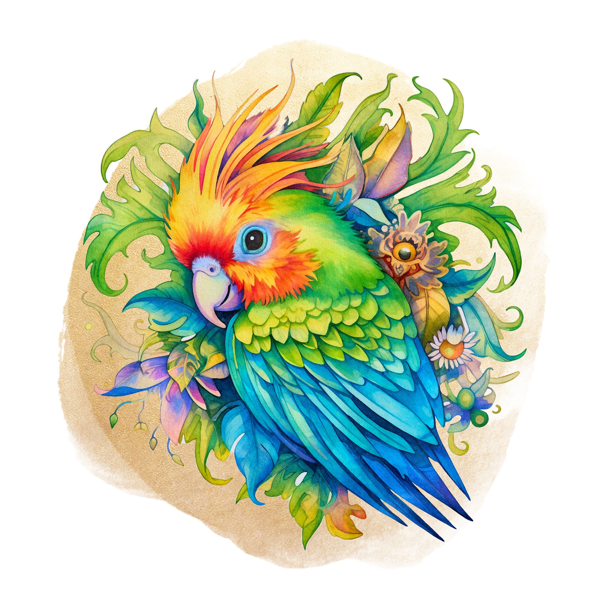 Tropical Birds Clipart Set - Colourful Jungle Bird & Monstera Leaves ...