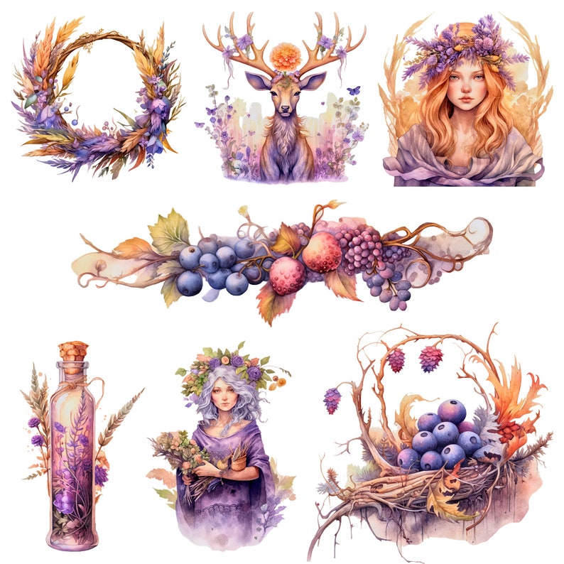 Lughnasadh Pagan Fest Clipart Set Celtic August 1st Celebration Wiccan ...