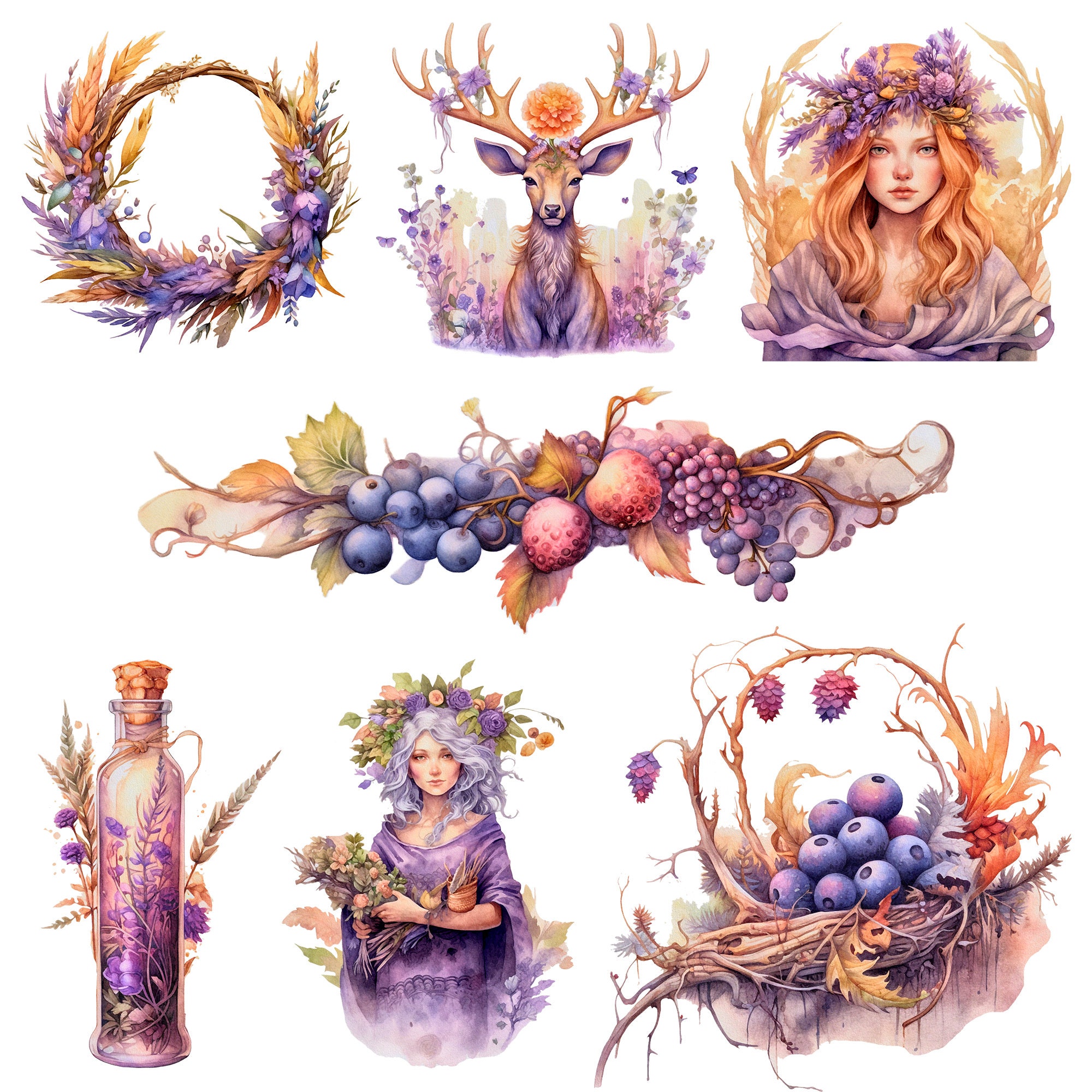 Lughnasadh Pagan Fest Clipart Set Celtic August 1st Celebration Wiccan ...